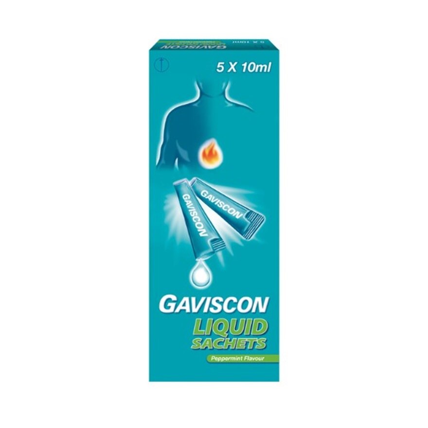 Gaviscon Heartburn And Indigestion Relief Peppermint Sachet 5 X 10ml